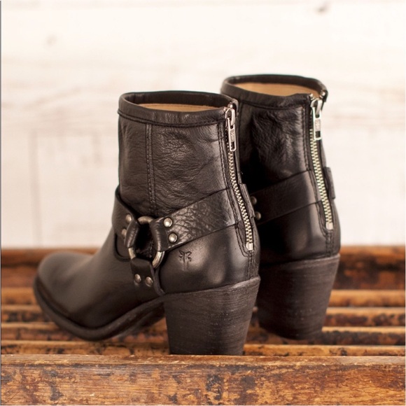 Frye | Shoes | Frye Harness Boots Black Booties Cowboy Western | Poshmark